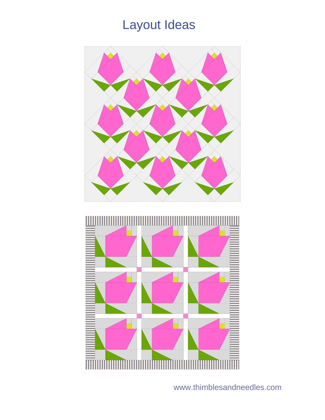 Flower Bud Foundation Paper Piecing (FPP) Pattern – Thimbles and Needles