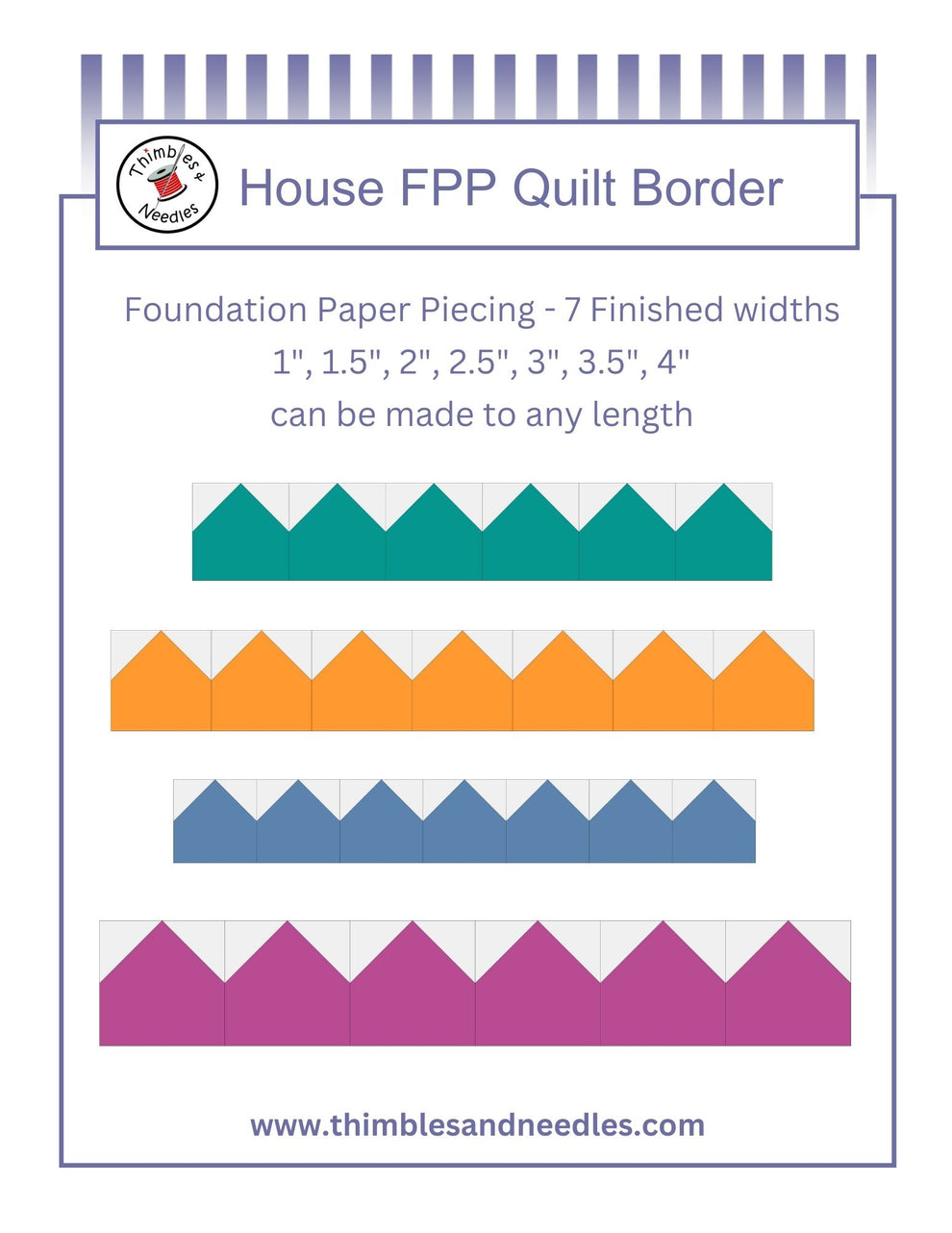 House Quilt Border Foundation Paper Piecing (FPP) Pattern – Thimbles ...