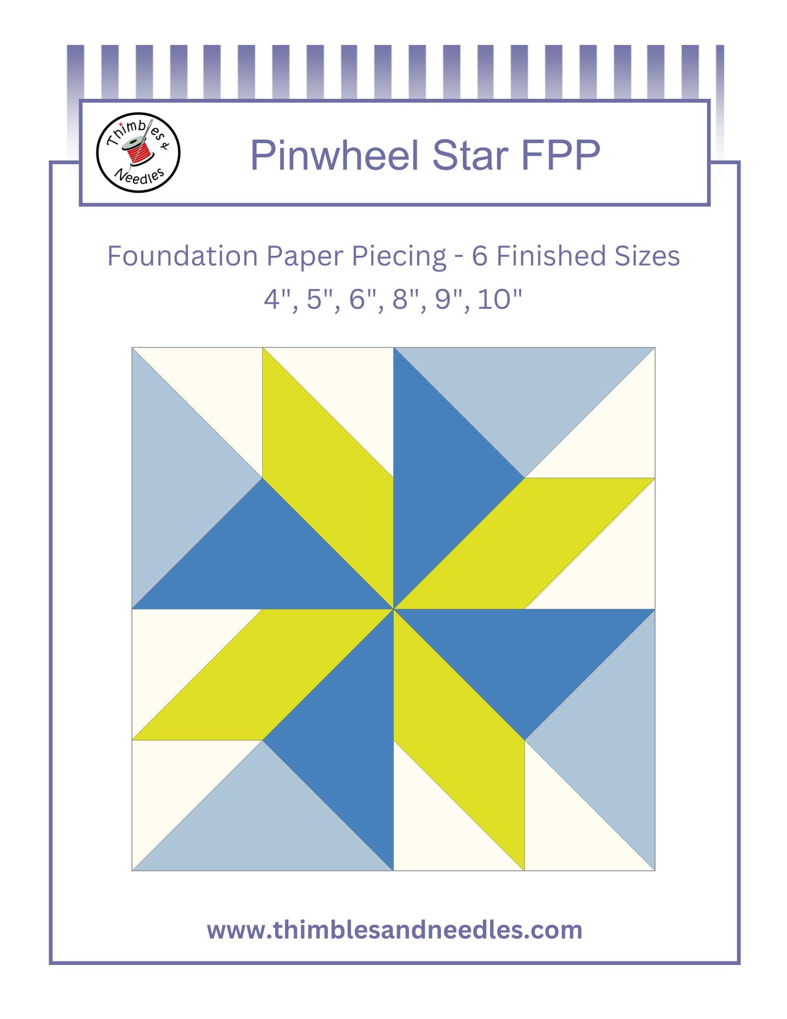 Pinwheel Star Foundation Paper Piecing (FPP) Pattern – Thimbles and Needles