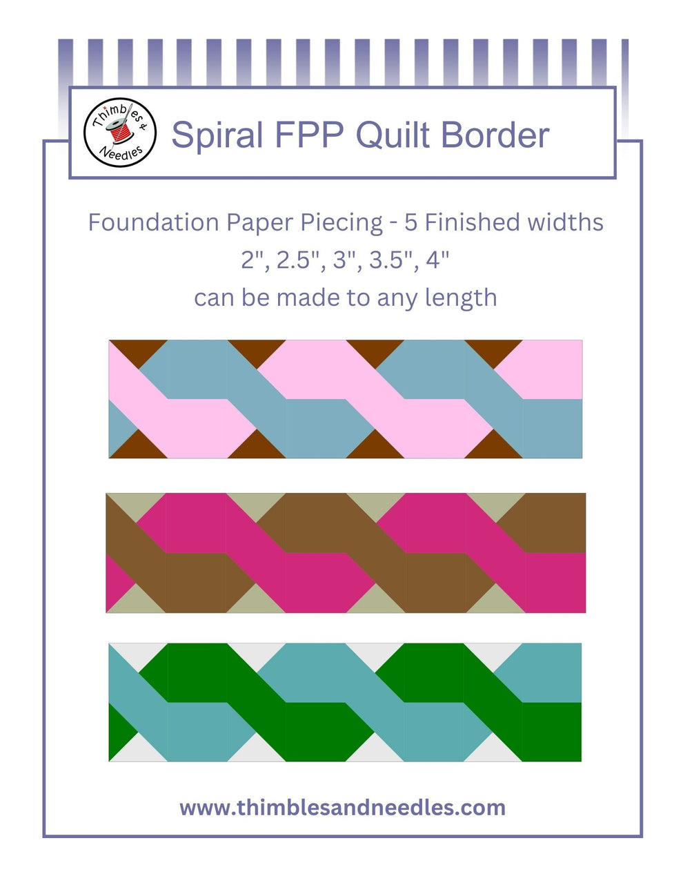 Spiral Border Foundation Paper Piecing (FPP) Pattern – Thimbles and Needles