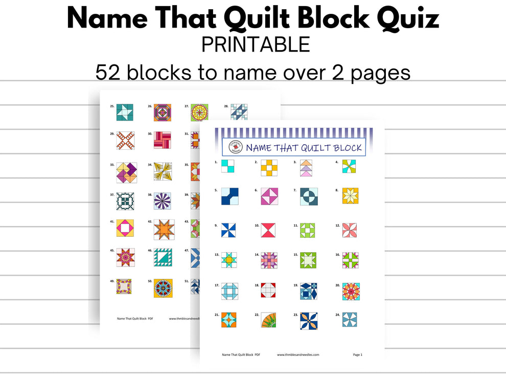 Name that Quilt Block Quiz Printable PDF – Thimbles and Needles