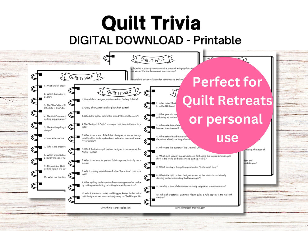 Quilt Trivia Printable PDF – Thimbles and Needles