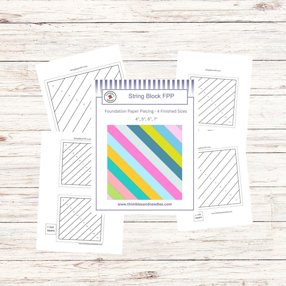 String Block Foundation Paper Piecing (FPP) Pattern – Thimbles and Needles