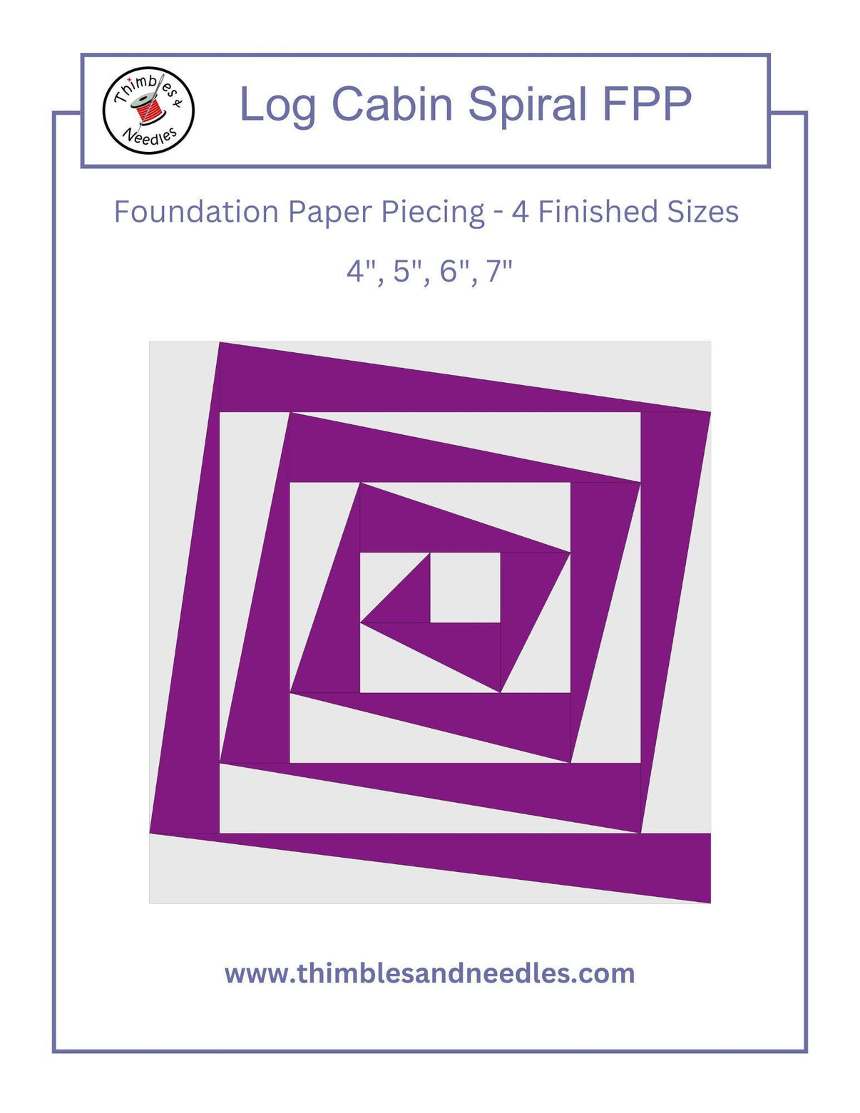 Log Cabin Spiral Foundation Paper Piecing (FPP) Pattern – Thimbles and ...