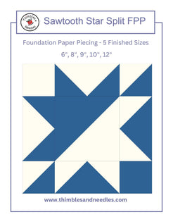 Sawtooth Star Split Foundation Paper Piecing (FPP) Pattern – Thimbles ...